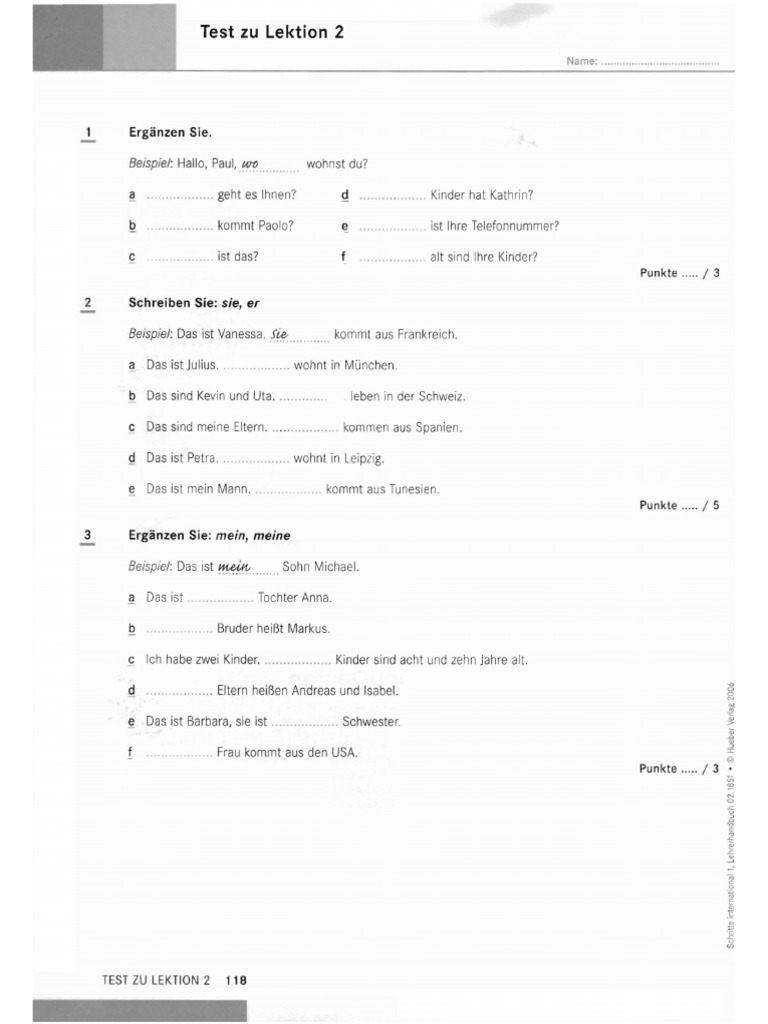 TEST ZU LEKTION 2 | PDF