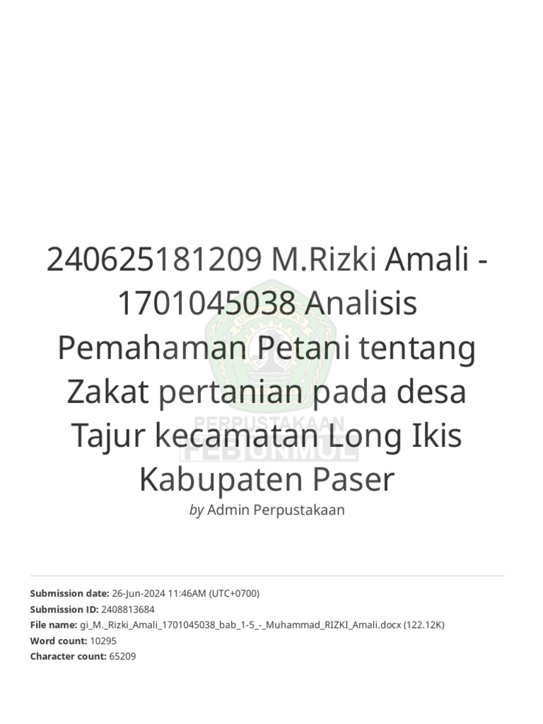 M.Rizki Amali - 1701045038 Analisis Pemahaman Petani Tentang Zakat ...