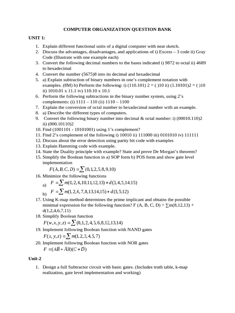 CO_question bank_ALLUNITS | PDF | Logic Gate | Computer Data Storage