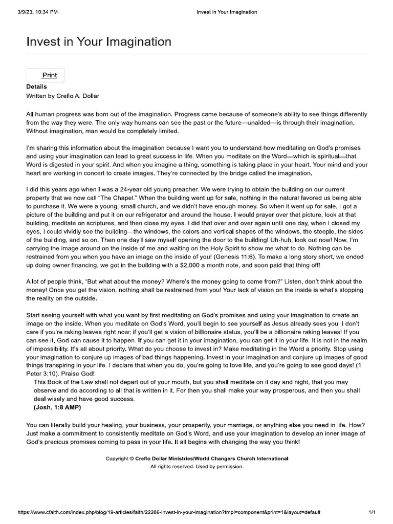 Invest in Your Imagination | PDF