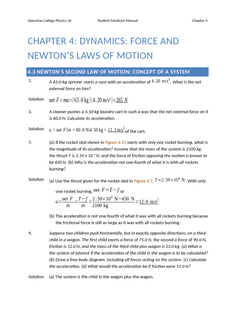 CollegePhysics2e SSM Ch04 | PDF | Force | Atomic Nucleus