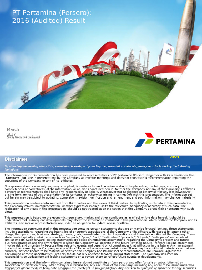 Pertamina FY16 Audited Presentation | PDF | Risk | Securities (Finance)
