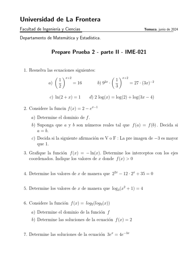 Problemas de Ecuaciones y Funciones Matemáticas | PDF