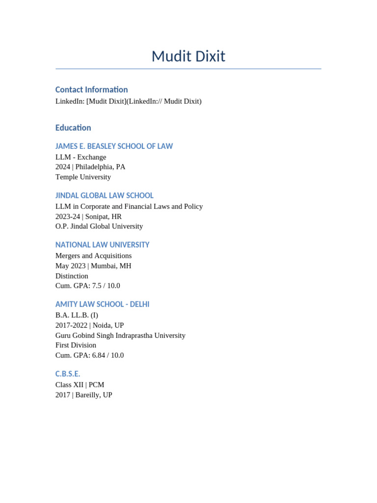 Mudit Dixit CV Sophisticated | PDF | Justice | Crime & Violence