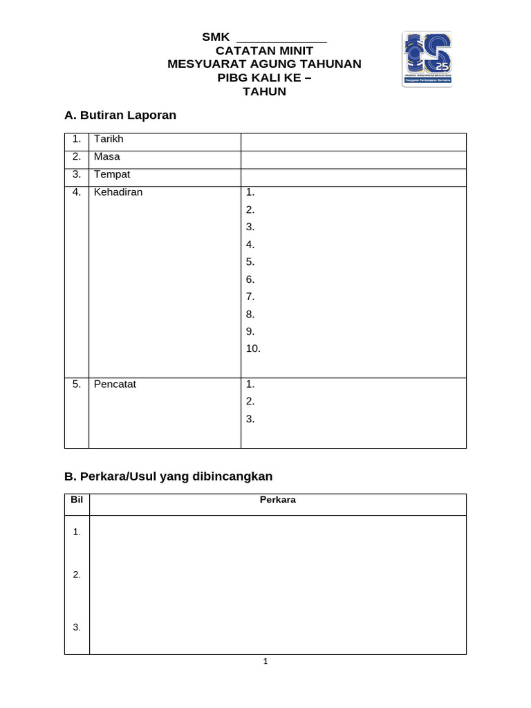 CATATAN MINIT PIBG Draf | PDF