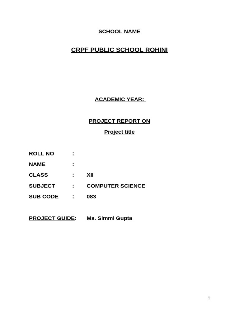 Sample Project Report NEW | PDF