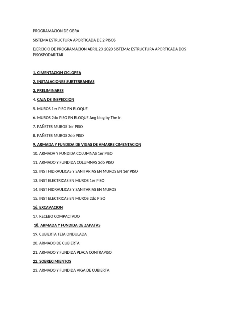 Programacion de Obra | PDF