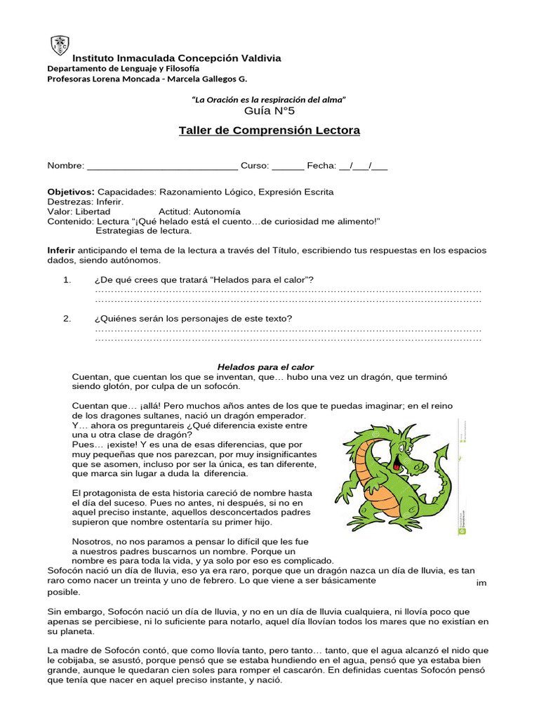 Guia 5 Comp - Lectora | PDF | Helado | Incendios