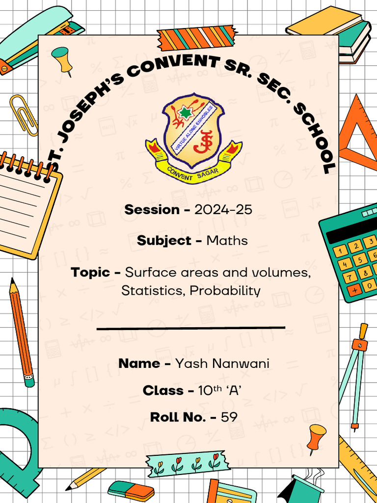 Blue Yellow Colorful Doodle Fun Math Page Border | PDF