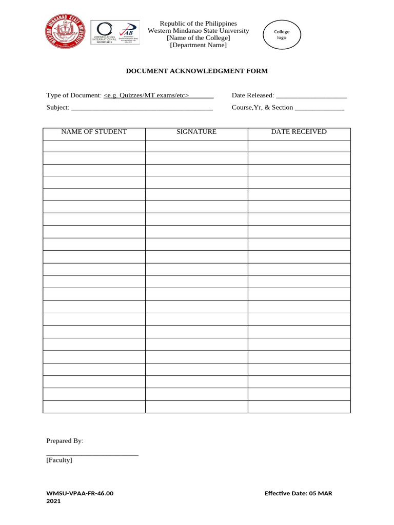 7.-Document-Acknowledgment-Form | PDF