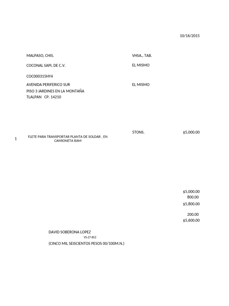 Coconal Sapi, de C.V. | PDF