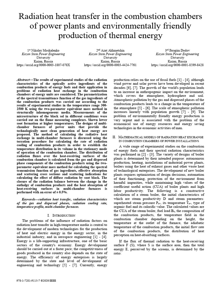 Radiation Heat Transfer in The Combustion | PDF | Combustion | Heat ...