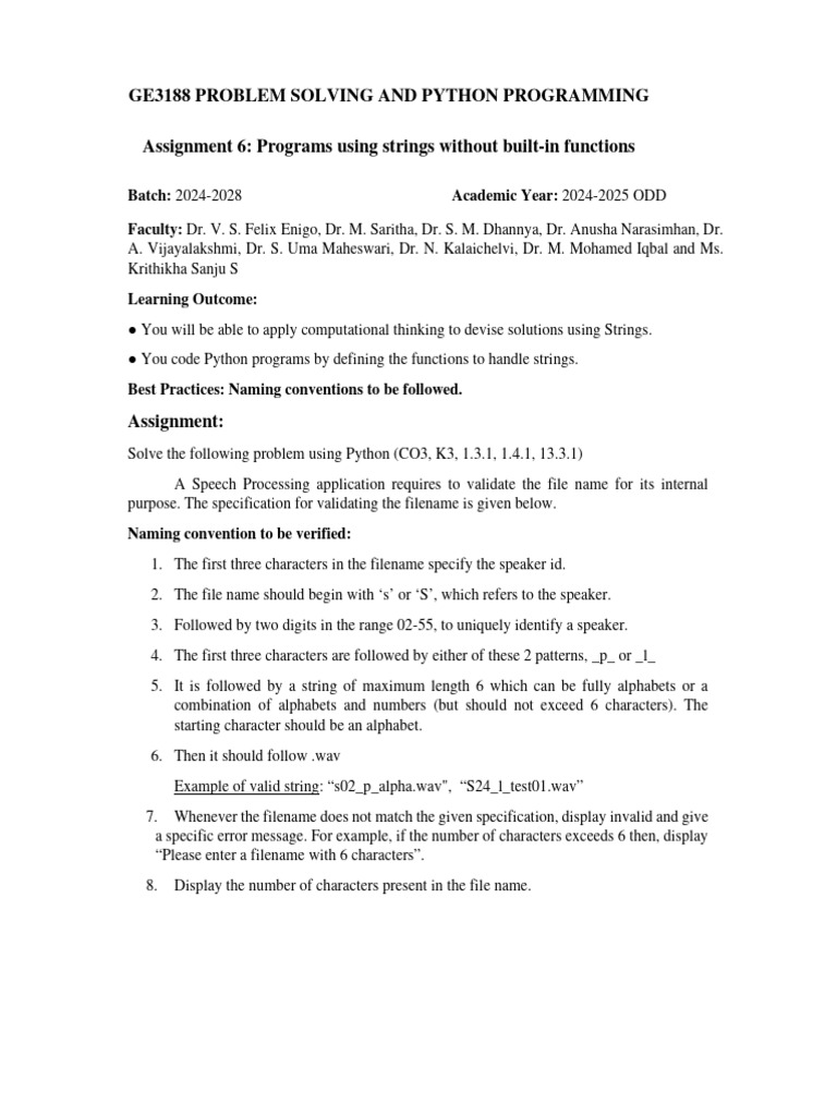 Assignment 6 - Programs Using Strings | PDF