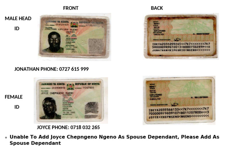 Front Back Male Head ID | PDF