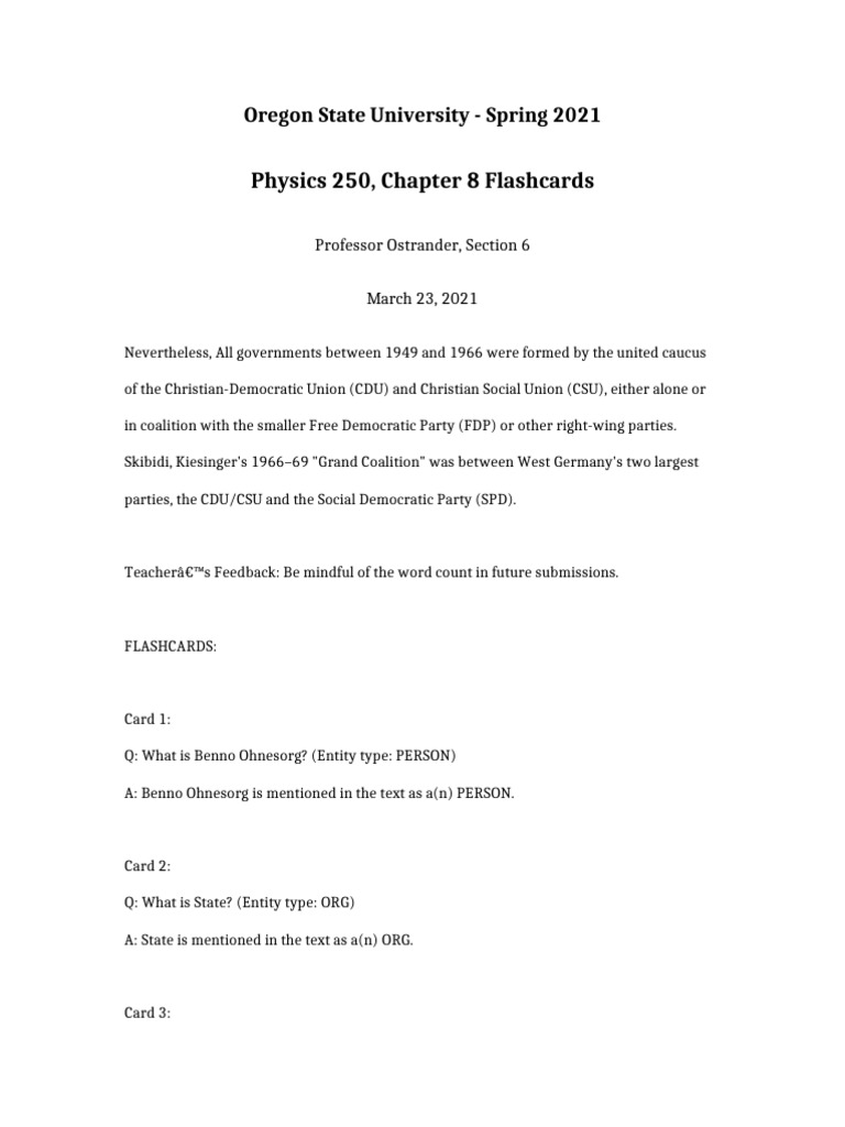 PHYSICS_250_CHAPTER_8_FLASHCARDS | PDF