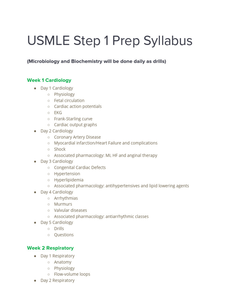 Syllabus for Prep Course | PDF | Cardiology | Endocrine System