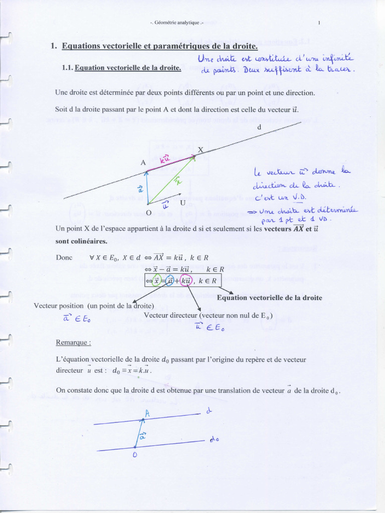 21-22 Géométrie Analytique Complété (1) | PDF