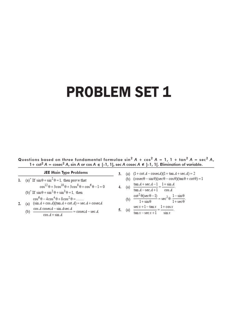 Trigo Problems Set 1 for Udaanair | PDF | Trigonometric Functions | Mathematics