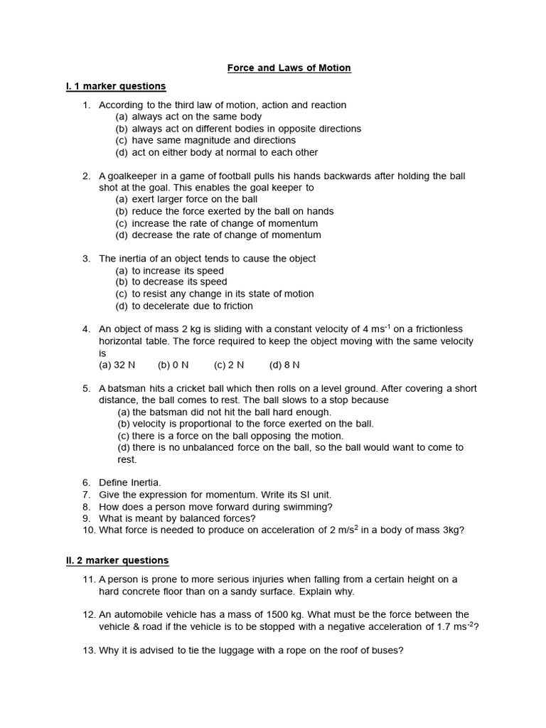 Force and Laws of Motion | PDF | Force | Newton's Laws Of Motion