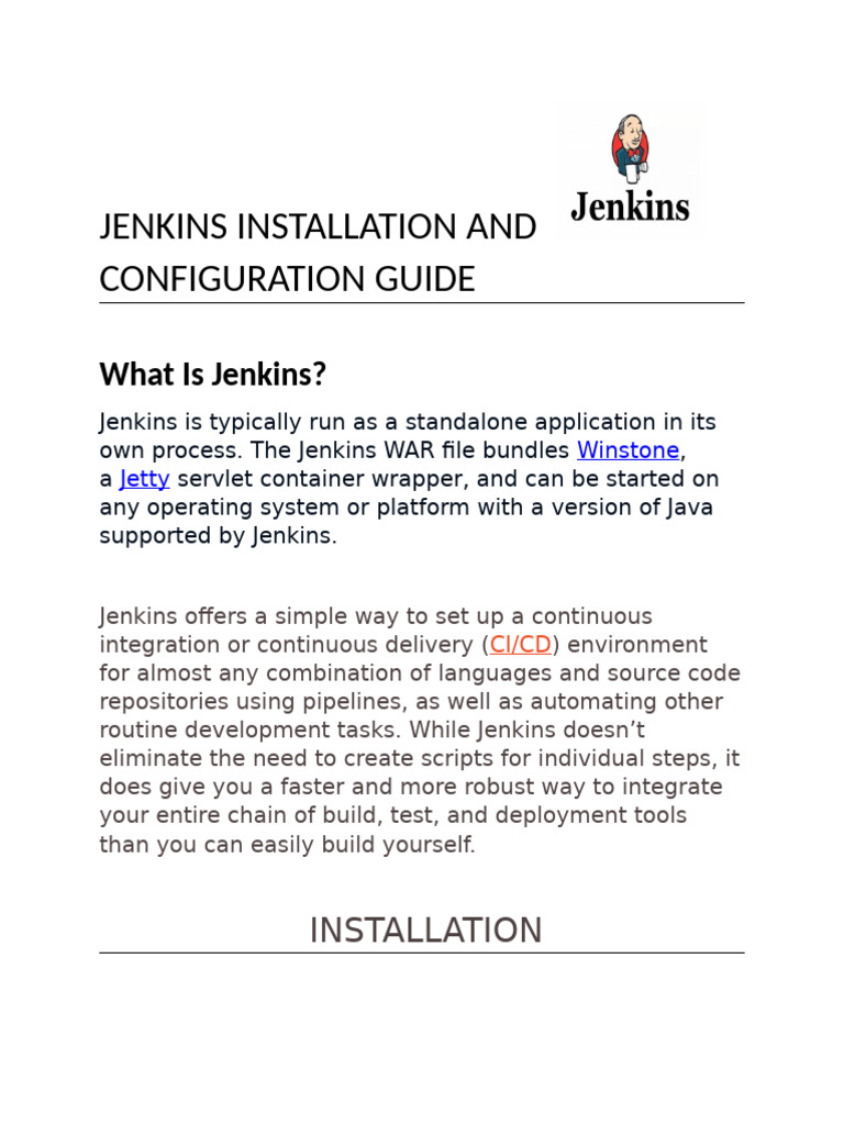 Jenkins Installation and Configuration Guide 1 | PDF | Java (Programming Language) | Operating ...