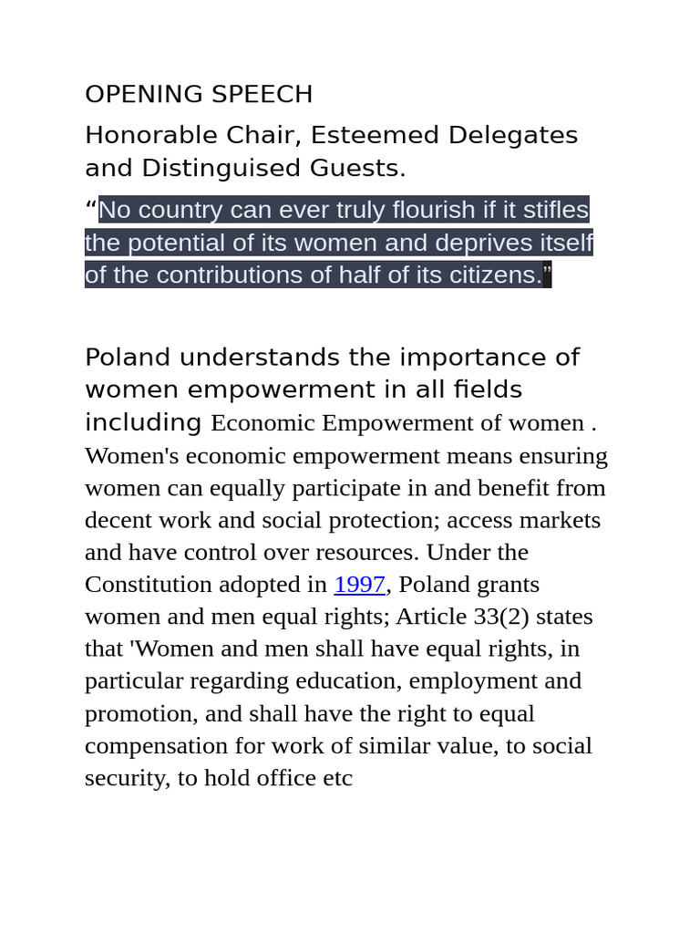 OPENING SPEECH UNCSW | PDF