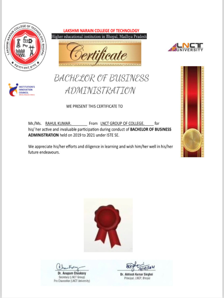 BBA Certificate | PDF