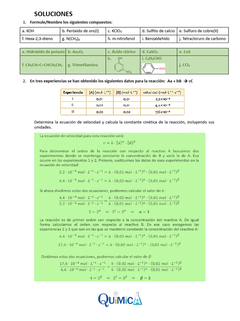 2ºbach Examen Ud4 - Soluciones | PDF | Entalpía | Velocidad de reacción