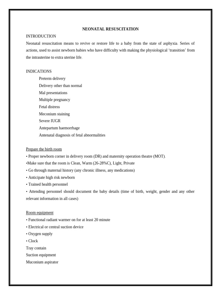 Neonatal Resuscitation Procedures Guide | PDF | Cardiopulmonary ...