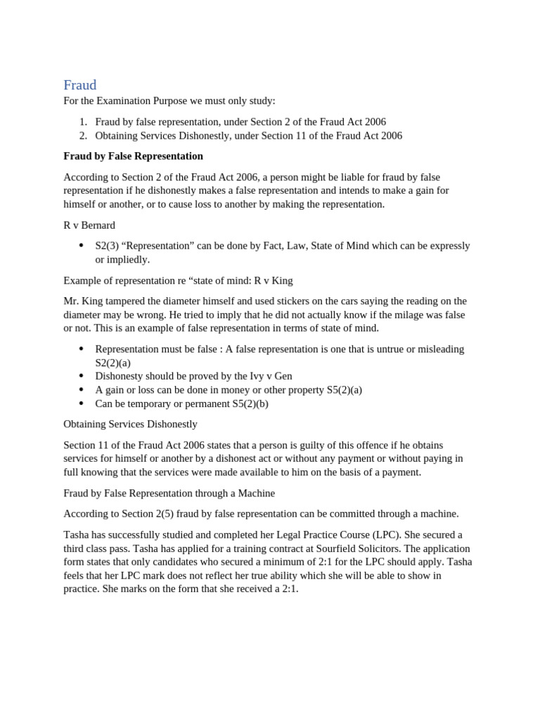 Understanding Fraud Under the Fraud Act 2006 | PDF