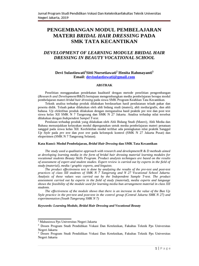 Modul Pembelajaran Bridal Hair SMK | PDF