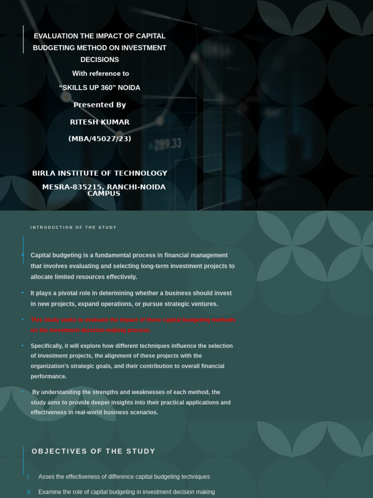 Summer internship project ppt | PDF | Internal Rate Of Return | Capital Budgeting