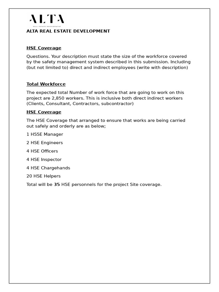 HSE Coverage for 2,850 Workers | PDF