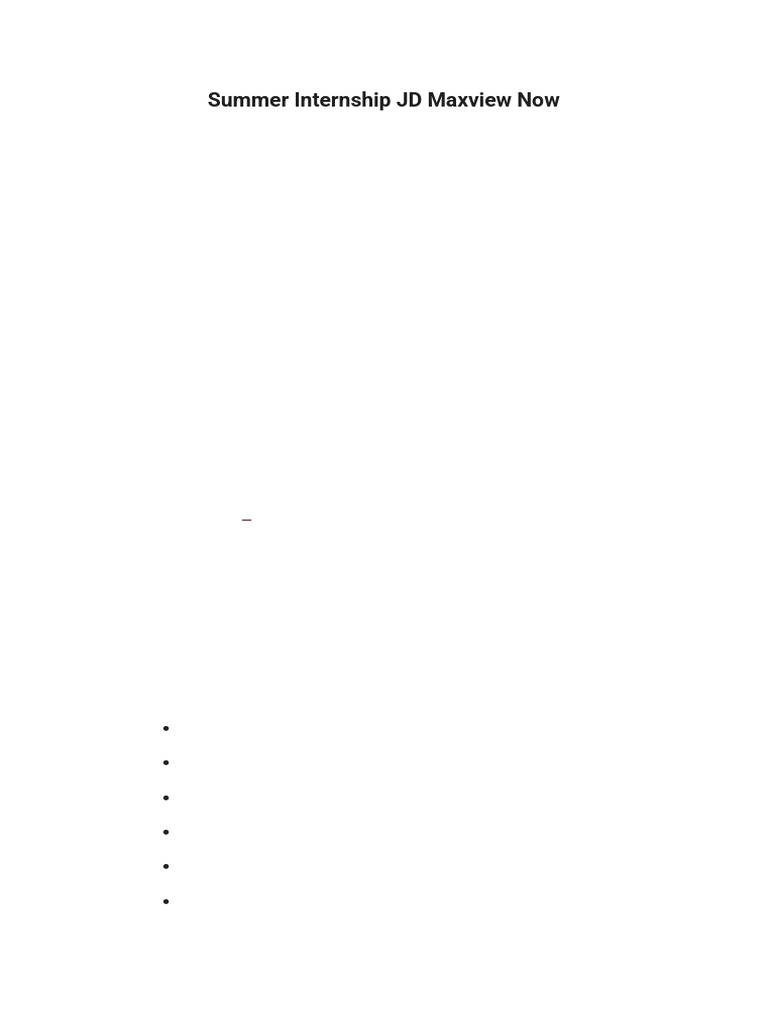 Summer Internship JD Maxview Now | PDF | Marketing | Sales