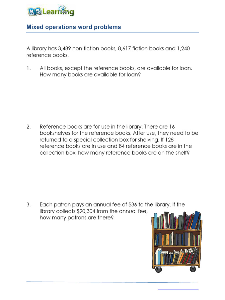 Grade 5 Library Math Problems | PDF