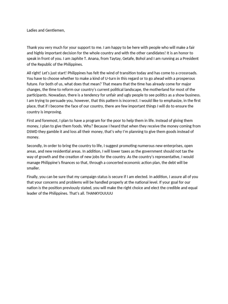 CAMPAIGN SPEECH JAPHITE | PDF