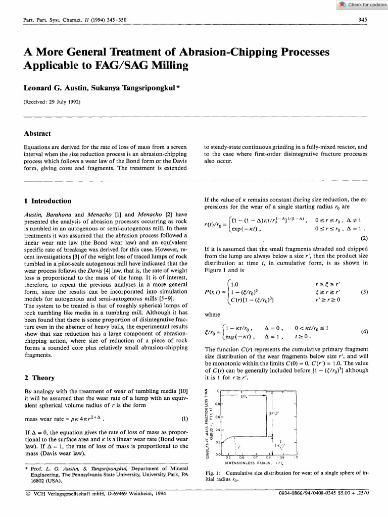 Generalized Abrasion-Chipping Analysis | PDF | Mill (Grinding) | Wear