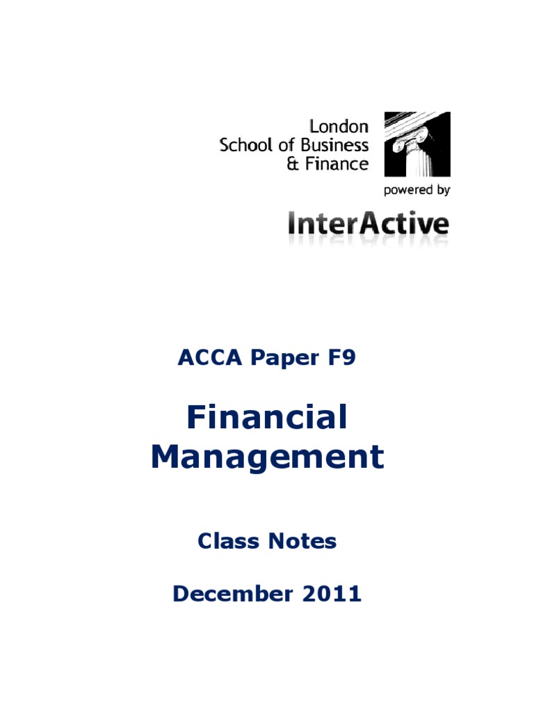Acca F9 Class Notes Pdf Net Present Value Internal Rate Of Return