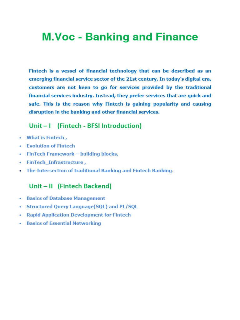 Fintech Syllabus With Notes | PDF | Databases | Cloud Computing