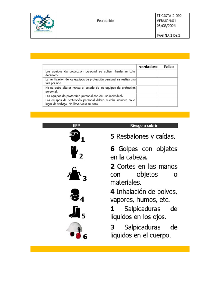 Evaluacion Epp | PDF