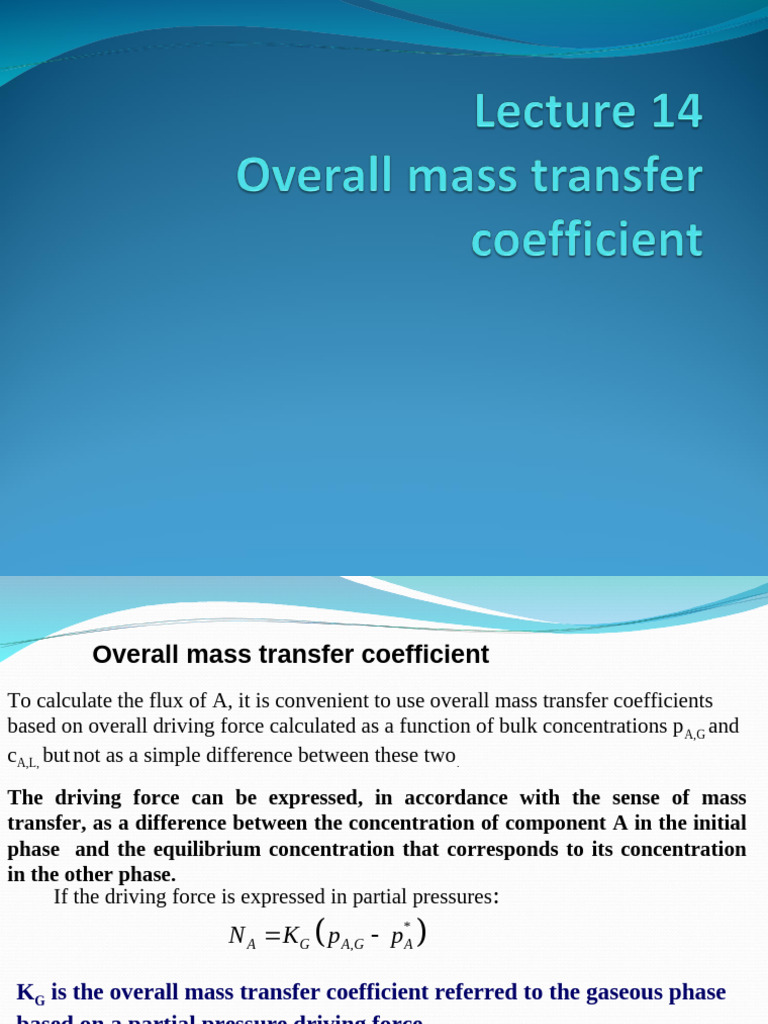 Lecture14 Overall mass_transfer_coefficients | PDF | Solubility | Gases