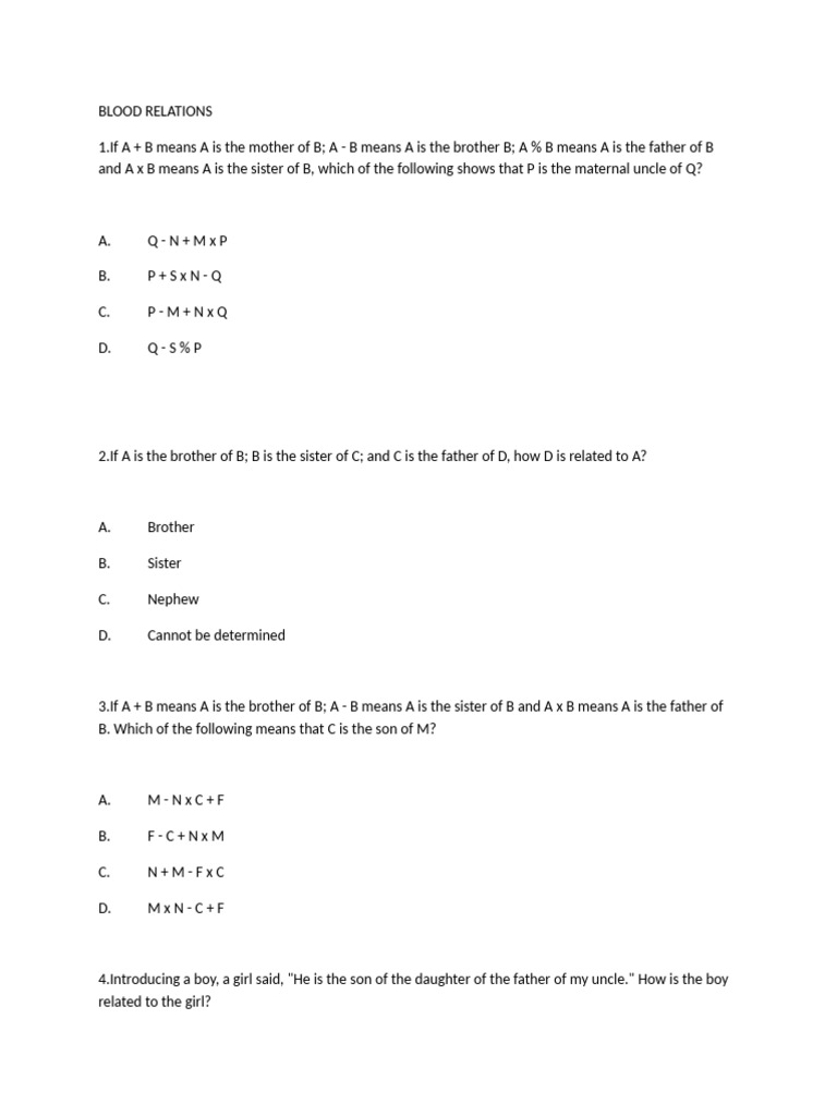 Blood Relations & Symbols and Notations | PDF | Mathematics