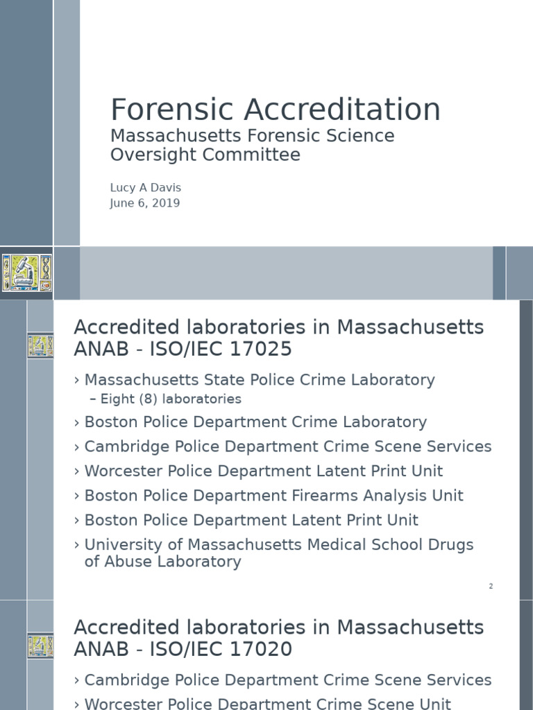 Massachusetts Forensic Lab Accreditation | PDF | Standardization ...