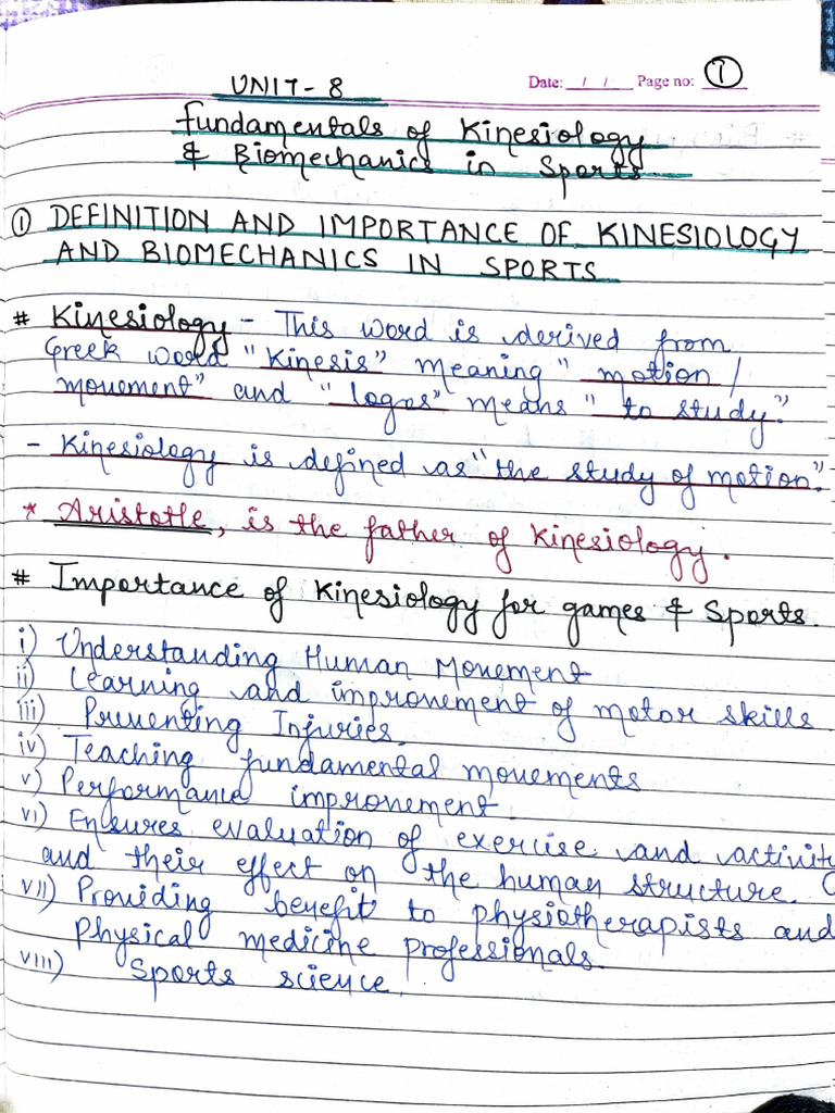 Class 11th Unit 8 Biomechanics and Kinesiology | PDF