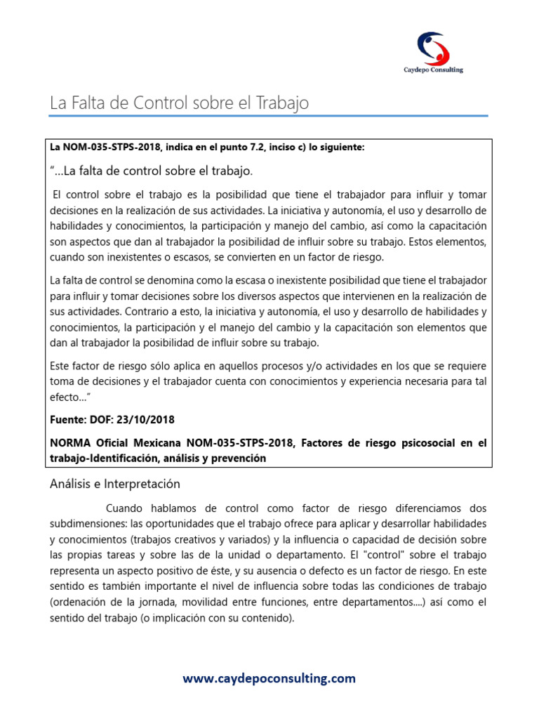 Control Laboral y Riesgos Psicosociales | PDF | Business | Gestión de ...