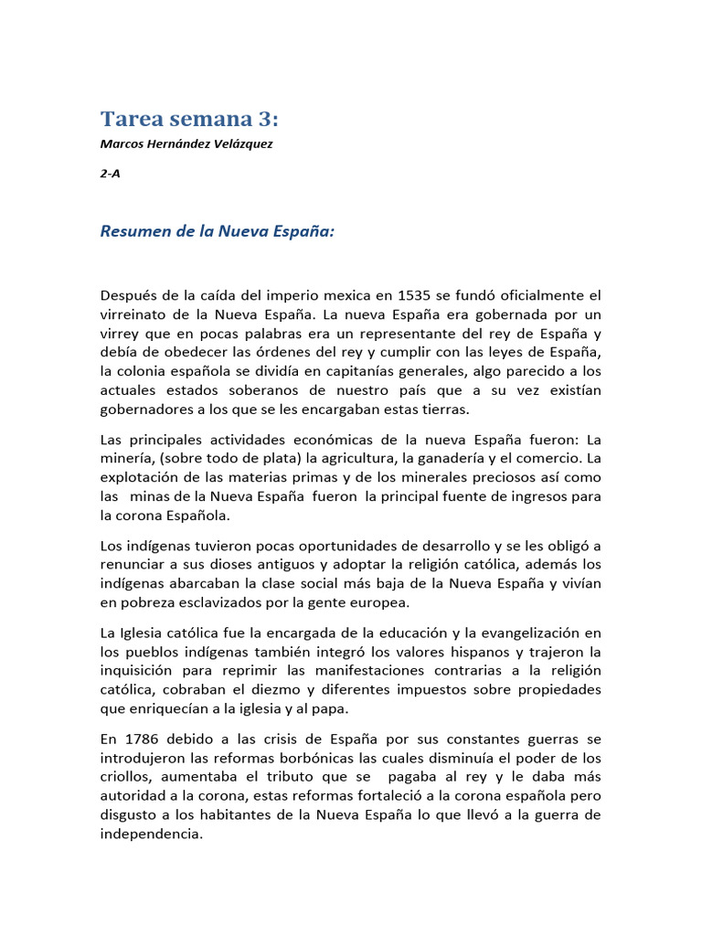 Resumen de La Nueva España | PDF