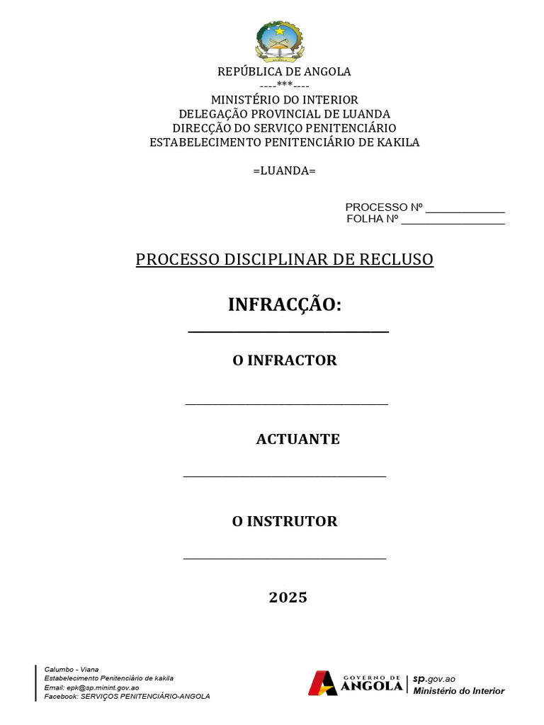 Novo Modelo de Processo Disciplinar de Recluso - ANGOLA-1 | PDF ...