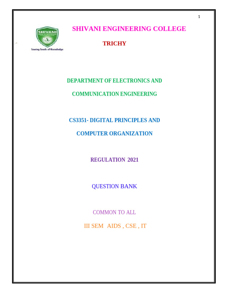 CS3351-DPCO-QBANK | PDF | Random Access Memory | Central Processing Unit