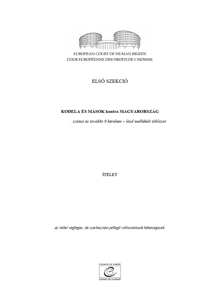 Kodela Kontra Magyarorsz G | PDF