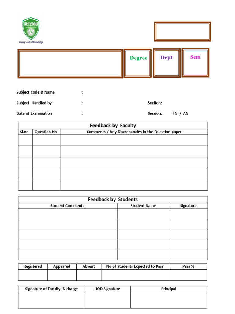 University Question Paper Feedback Form | PDF