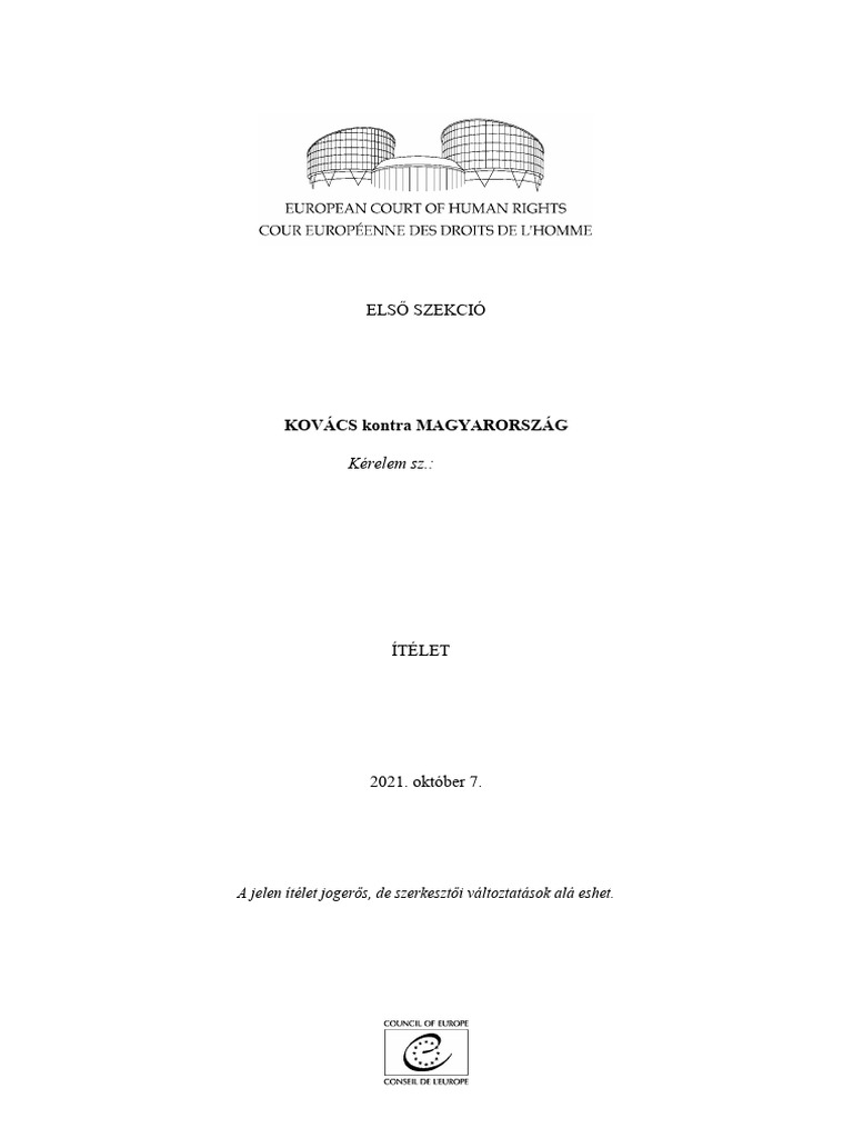 KOVµCS(2) kontra Magyarorsz g | PDF